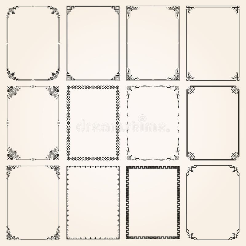 Decorative Frames and Borders Rectangle Proportions Set Stock Vector - Illustration of divider ...