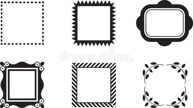 Decorative Frames Borders Silhouette Set Square Rectangle Ornament ...