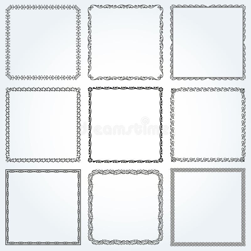 Decorative Frames and Borders Square Set Vector Stock Vector ... Decorative Frames and Borders Square Set Vector Stock Vector ...