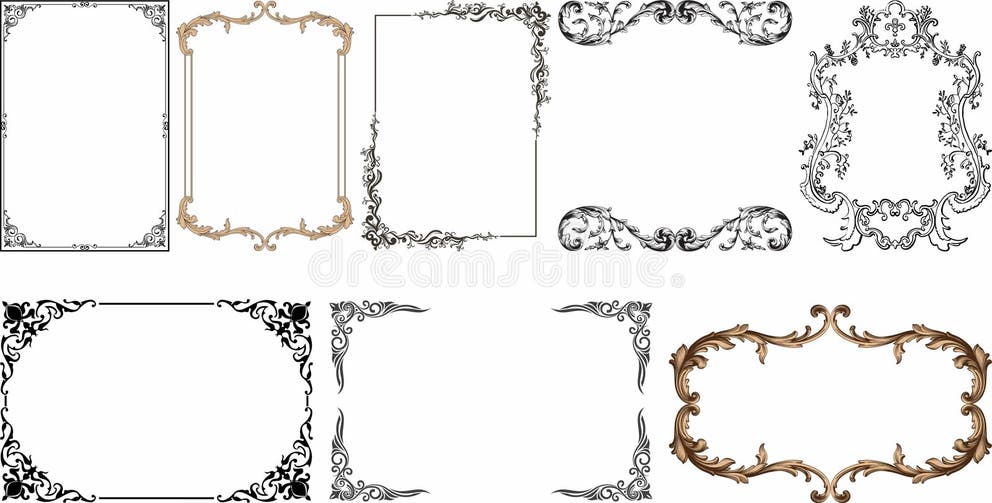 Decorative Frames Collection Set Stock Vector - Illustration of foliate, baroque: 324931187