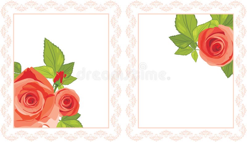 Decorative Frames with Red Roses Stock Vector - Illustration of design ...