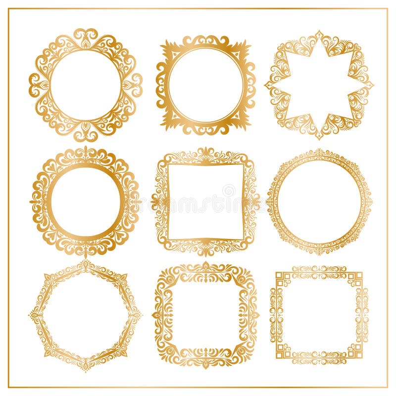 Decorative Frames. Retro Ornamental Frames of Different Shapes. Oval ...
