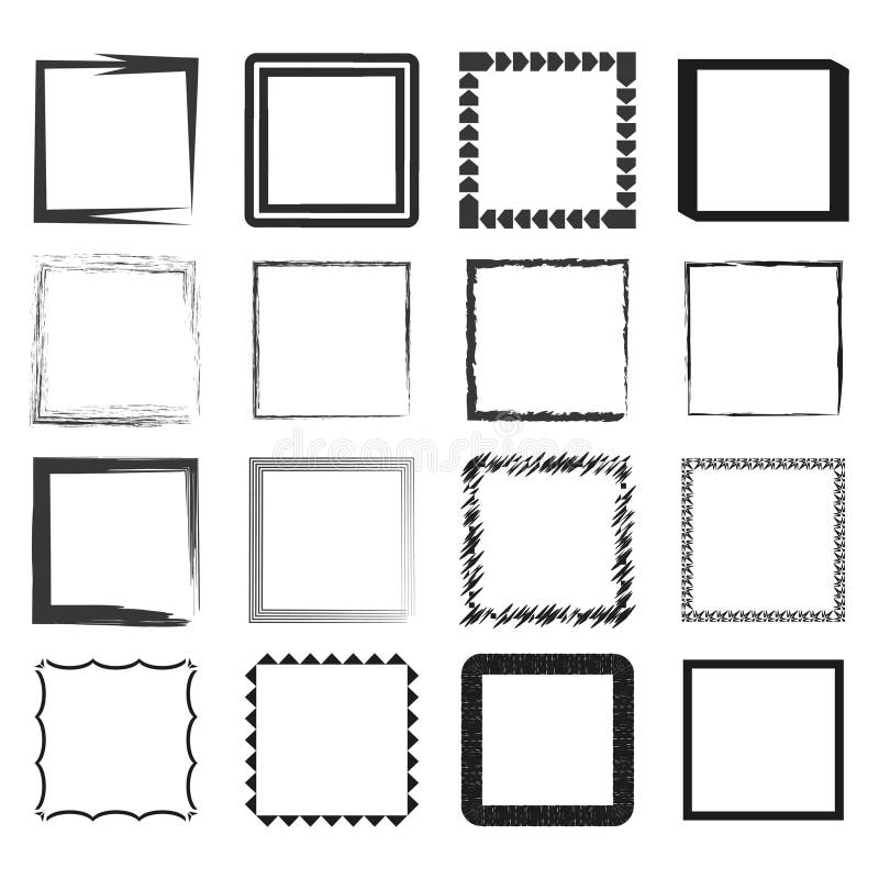 Decorative Frames Set. Various Square Borders. Simple Geometric ...