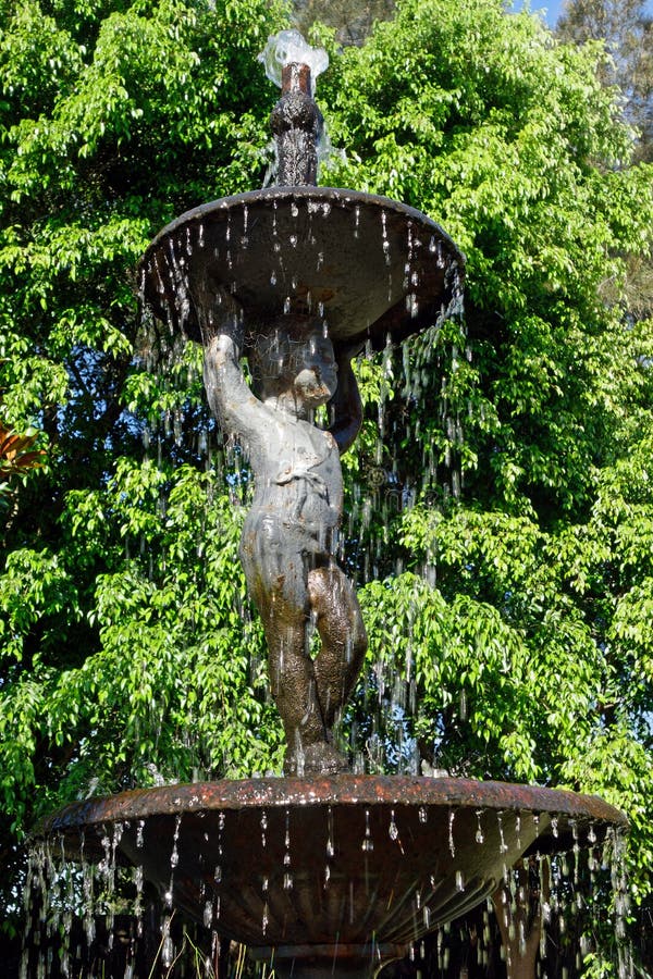 Running Water Fountain In Public Park Stock Photo - Image of park, jets ...