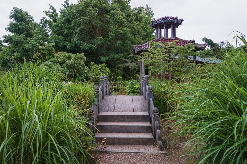 Decorative Garden in the Japanese Style Bridge. Stock Image - Image of ...