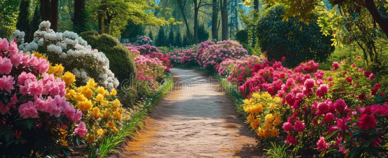 Decorative Garden on a Large Path of Flowers Stock Image - Image of ...