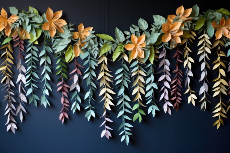 Decorative Garland Made of Cut-out Paper Leaves Stock Image - Image of ...