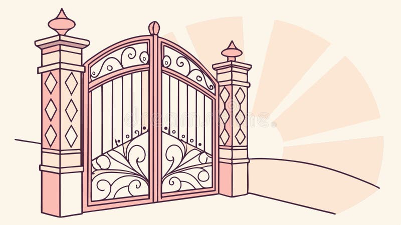 Decorative Gate with Radiant Glow. Elegant Flat Vector Design, Vector ...