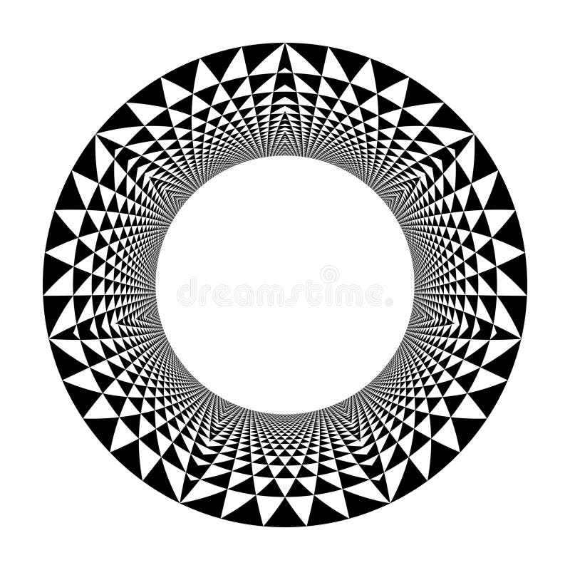 Decorative Geometric Circle Op Art Black and White Pattern for Round ...