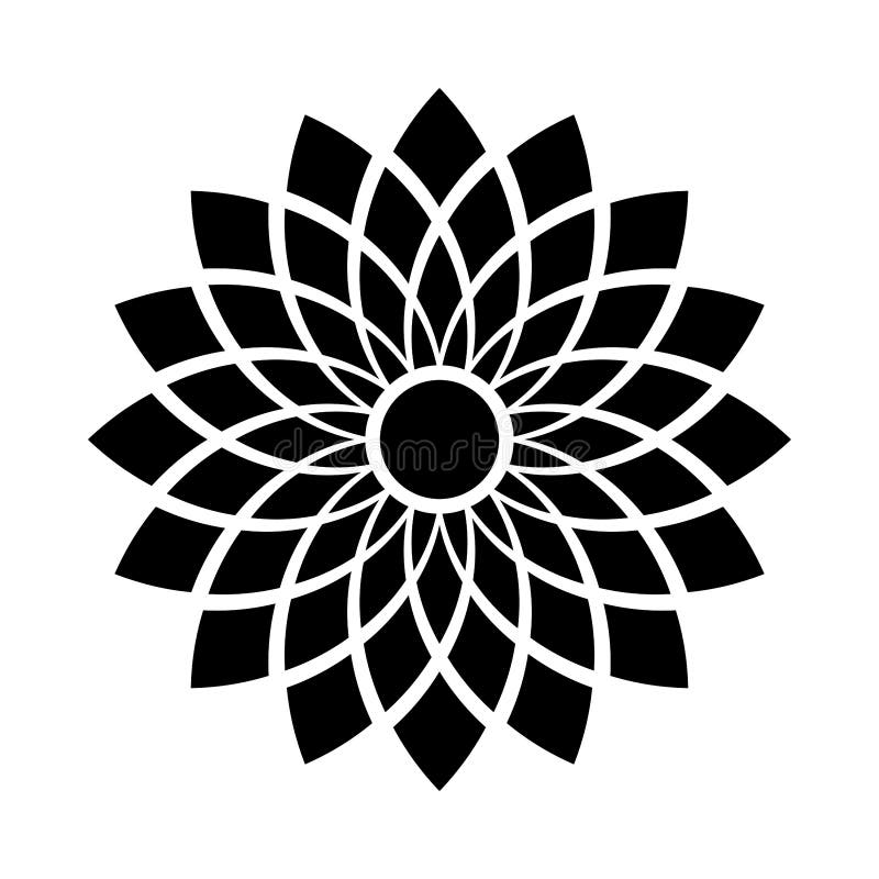 Abstract Flower Icons. Radial Circle Patterns Stock Illustration ...