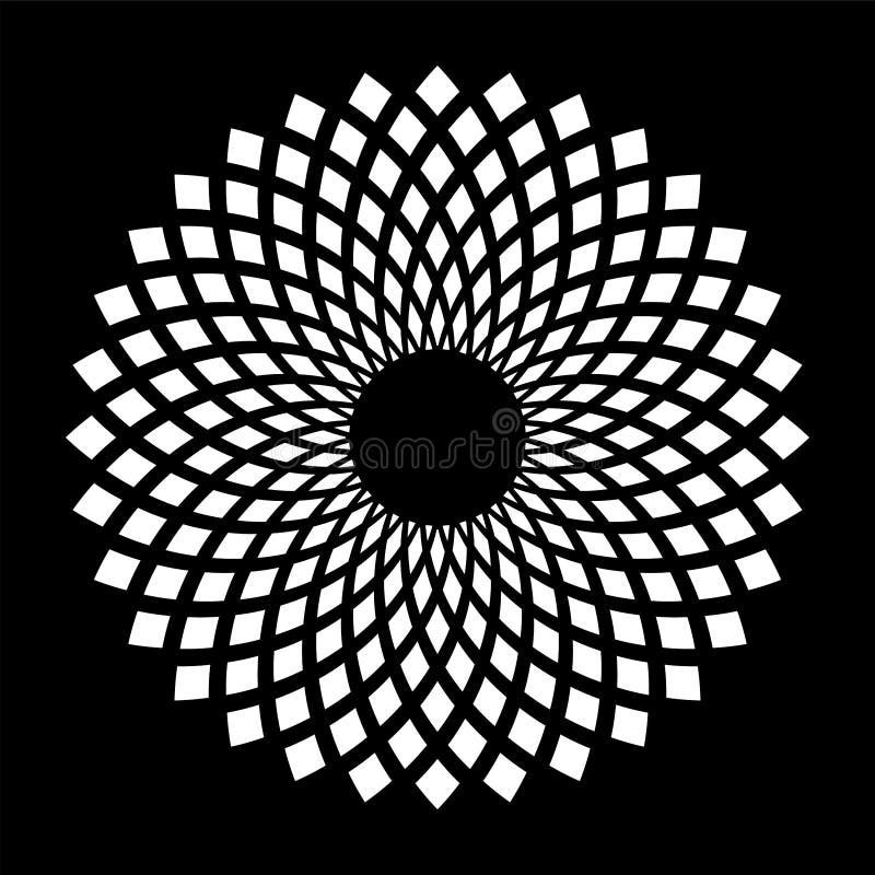 Decorative Geometric Radial White Circle Pattern on Black Background ...