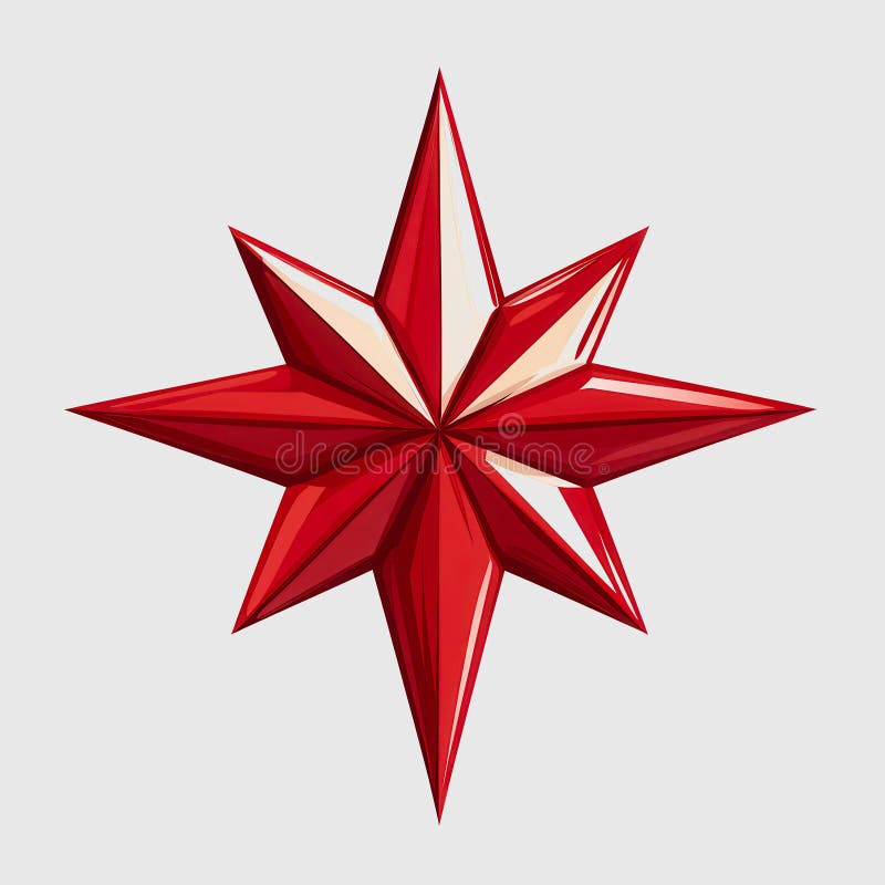 Decorative Geometric Star in Bold Red and White Color Scheme, Featuring ...