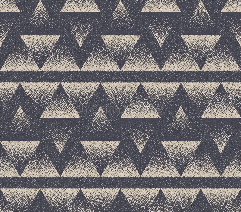 Decorative Geometric Triangle Ethnic Seamless Pattern Vector Stippled ...