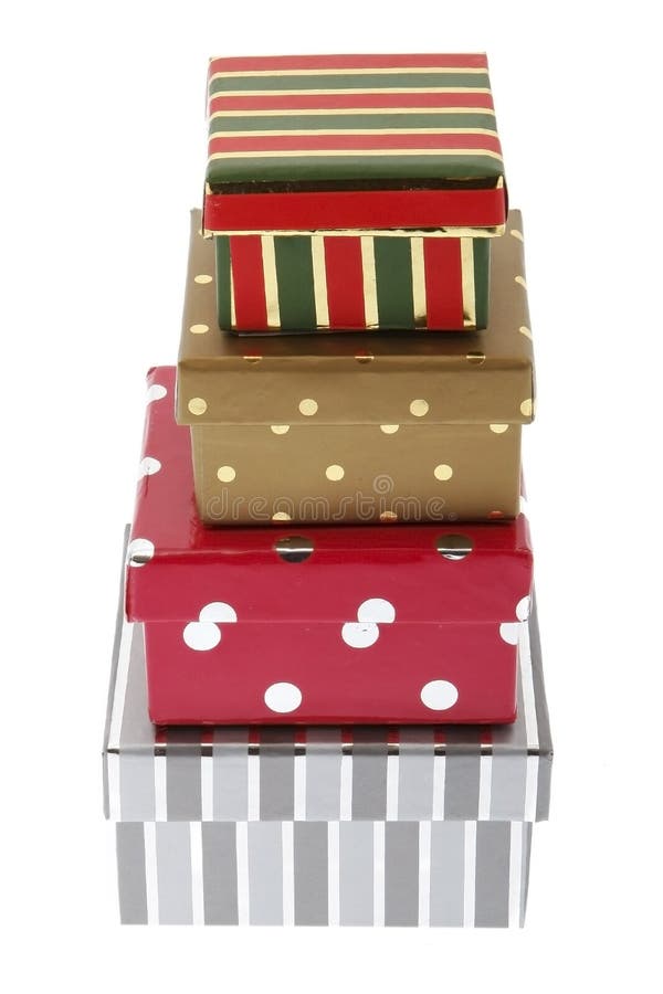 Two Decorative Gift Boxes with Hearts Printed Isolated Top Right Stock ...