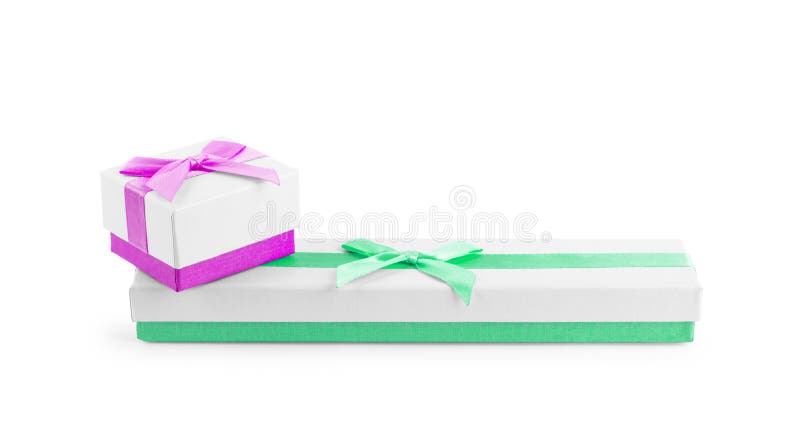 Decorative Gift Box with Blue Bow and Long Ribbon Stock Photo - Image ...