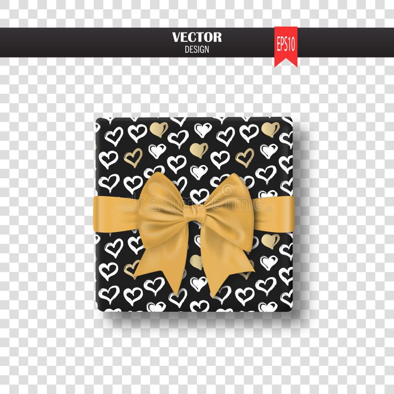 Decorative Gift Box with Red Bow and Ribbon. Vector Illustration. Stock ...