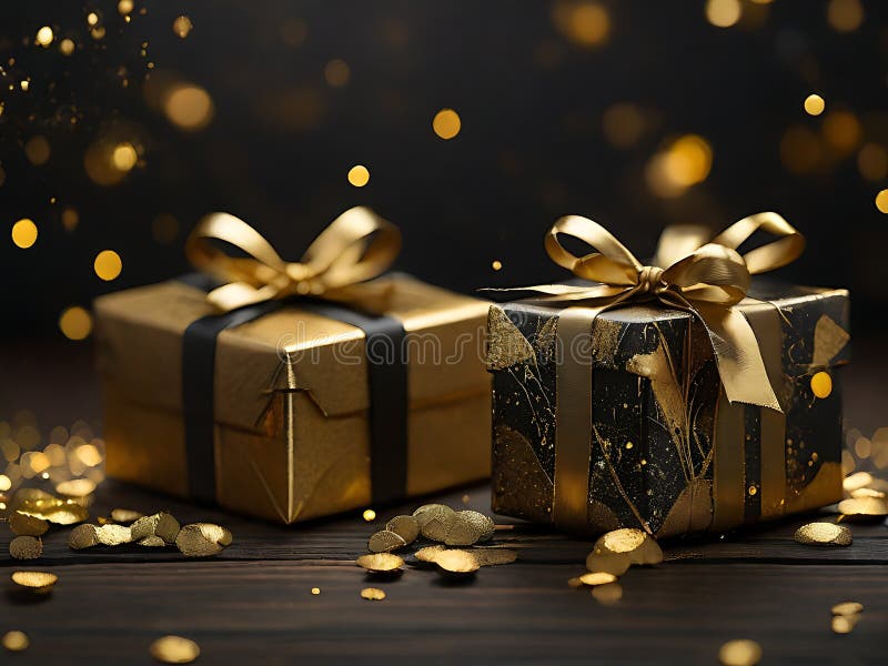 Decorative Gift Boxes in Black with Gold Trim Look Luxurious and ...