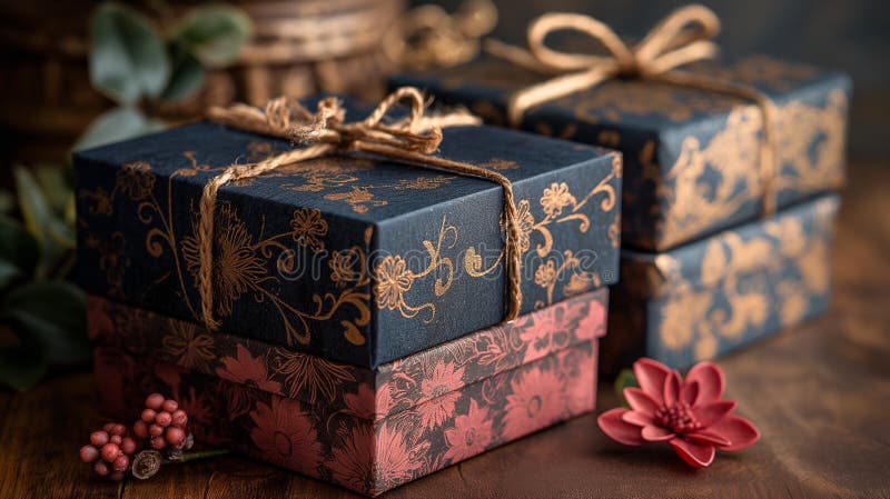 Decorative Gift Boxes, Holiday Presents Stock Illustration ...