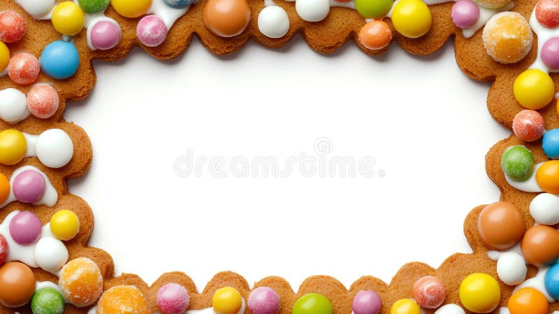 Decorative Gingerbread Cookie Frame with Colorful Candy Accents for ...