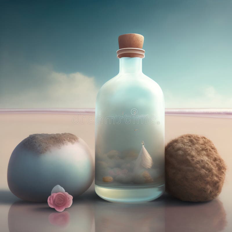 Generative AI: Decorative Glass Bottle in a Fantasy Environment Stock ...