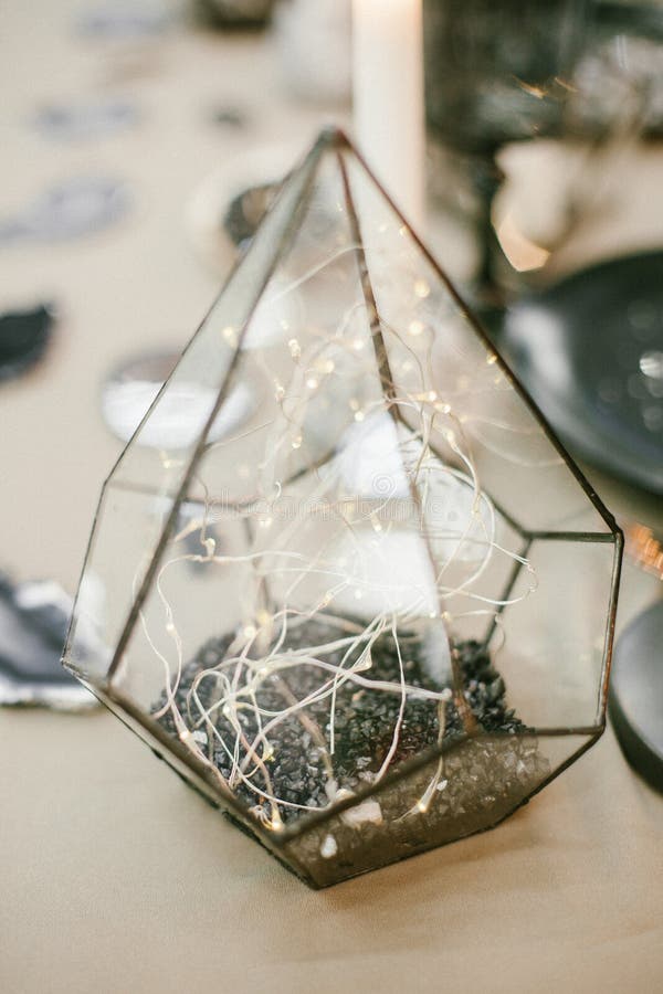 Decorative Glass Pyramid with Backlight. Stock Image - Image of crystal ...