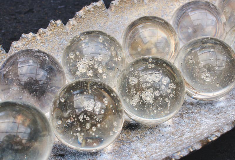 Decorative Glass Spheres with Pockets of Air Inset Bubbles Stock Photo ...