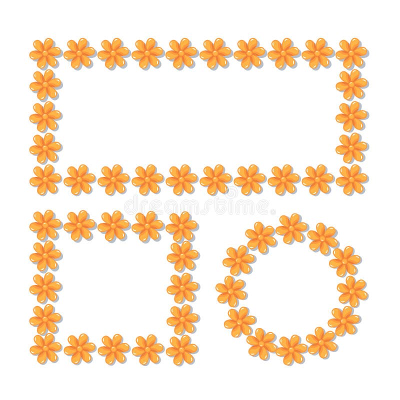 Decorative Glossy Frame of Orange Flower Shapes, Design Element ...