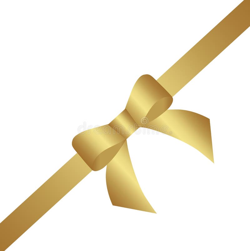 Decorative Gold Bow Diagonal Gold Ribbon. Vector Bow for Page De Stock ...