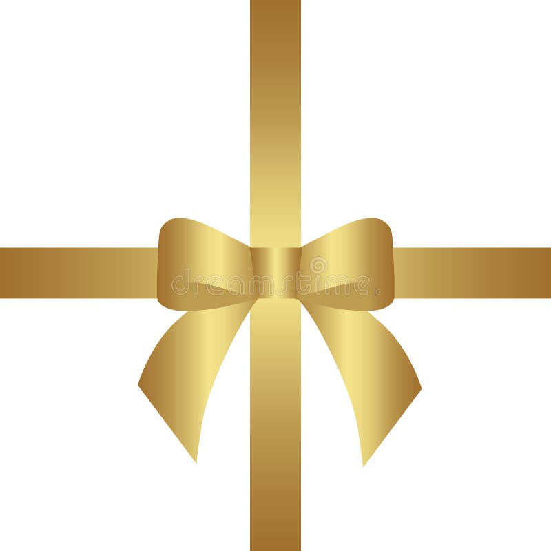Decorative Gold Bow Two Vertical Gold Ribbons. Vector Bow for Pa Stock ...