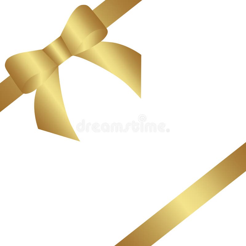 Decorative Gold Bow Two Diagonal Gold Ribbons. Vector Bow for Pa Stock ...