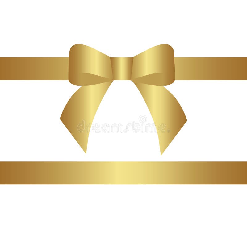 Decorative Gold Bow Two Vertical Gold Ribbons. Vector Bow for Pa Stock ...