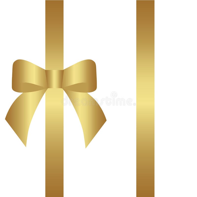 Decorative Gold Bow Two Vertical Gold Ribbons. Vector Bow for Pa Stock ...