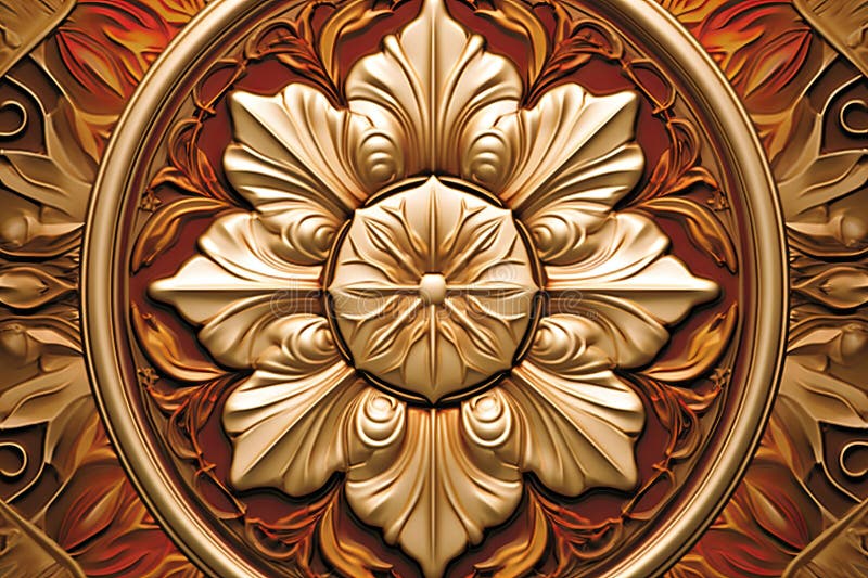 A Decorative Gold and Brown Pattern on a Wall Stock Illustration ...