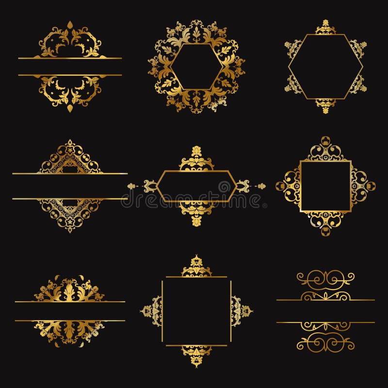 Decorative Gold Design Elements Stock Vector - Illustration of golden ...