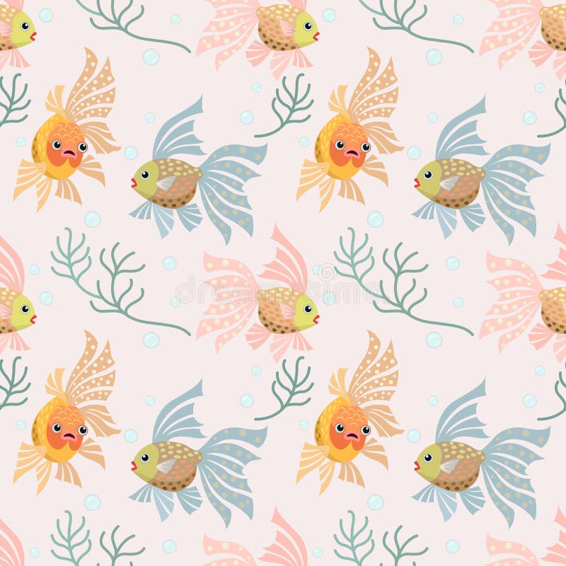 Decorative Gold Fish Seamless Pattern Stock Vector - Illustration of ...