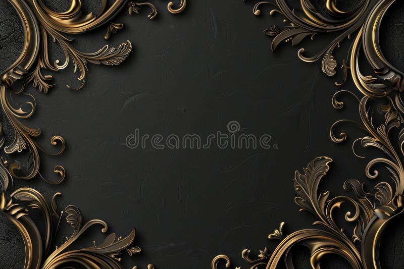 A Decorative Gold Frame on a Black Background, Ideal for Designs and ...