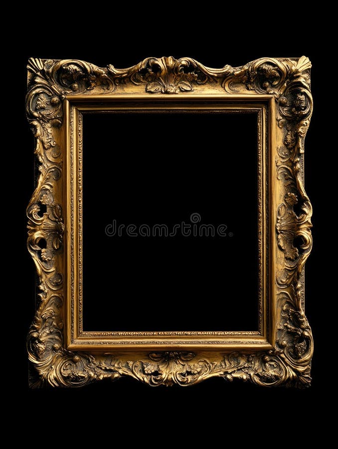 Gold Frame on Black Background Stock Photo - Image of modern, elegance ...
