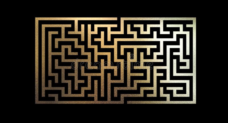 Decorative Gold Maze. Metallic Foil Texture Labyrinth Stock ...