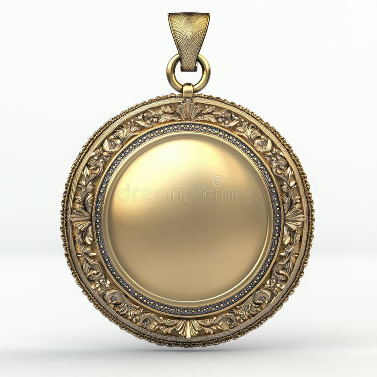 A Decorative Gold Medal with Intricate Detailing and a Smooth Central ...