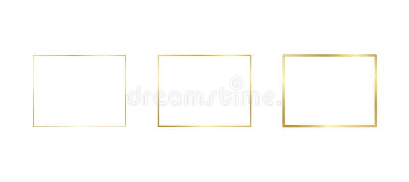 Decorative Gold Rectangle Frames for Note Text, Line Set. Vintage ...