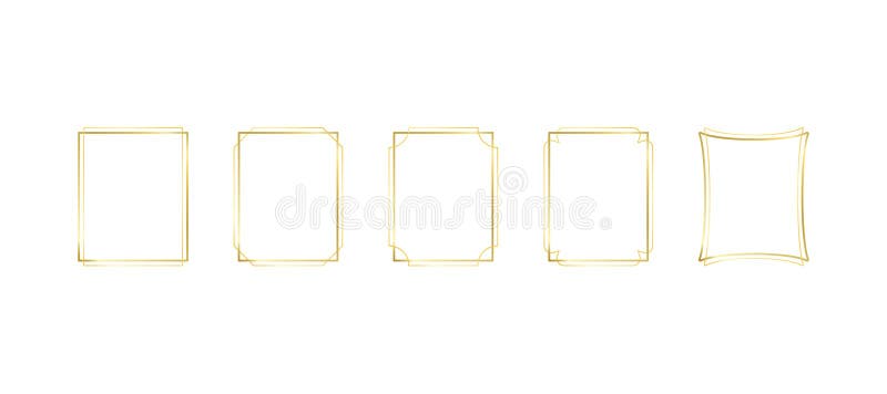 Decorative Gold Rectangle Frames for Note Text, Line Set. Vintage ...