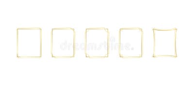 Decorative Gold Rectangle Frames for Note Text, Line Set. Vintage ...