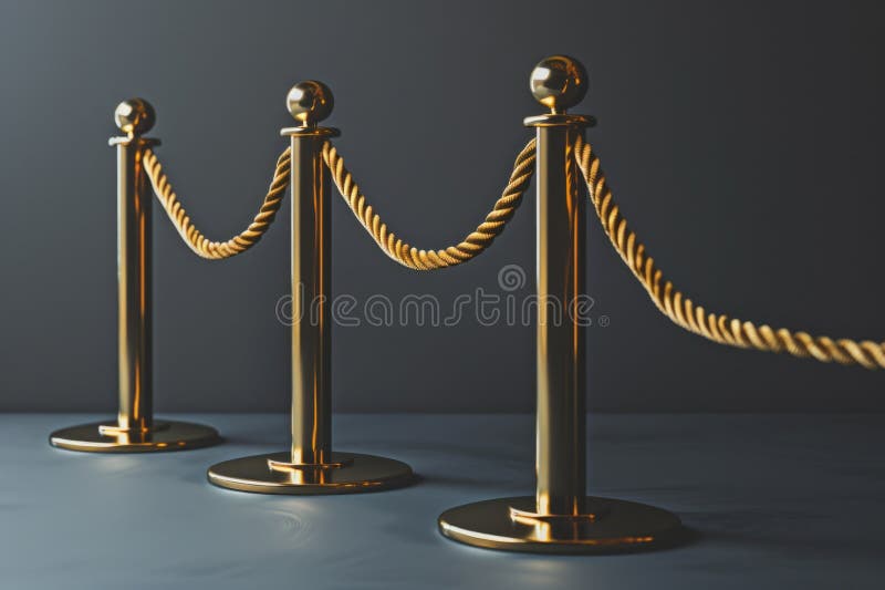 Decorative Gold Roped Posts with Rope Wrapped Around Them Stock Photo ...