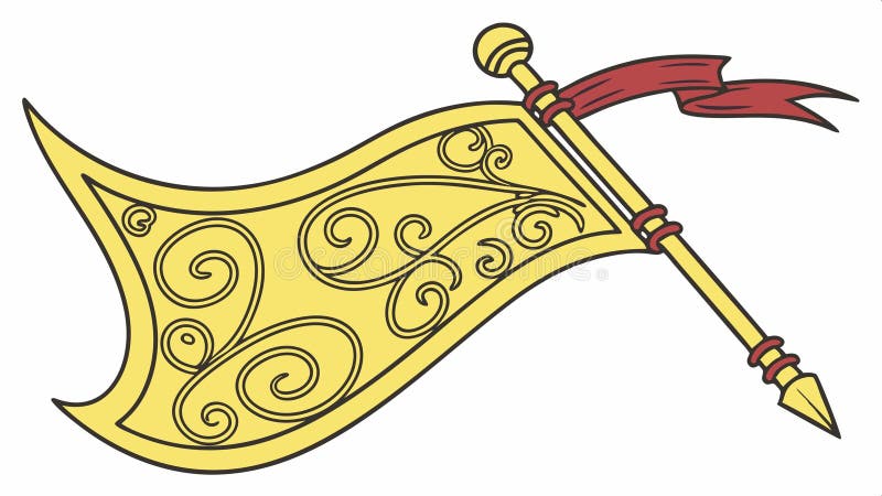 Decorative Golden Flag or Banner with Ornate Swirling Patterns Vector ...