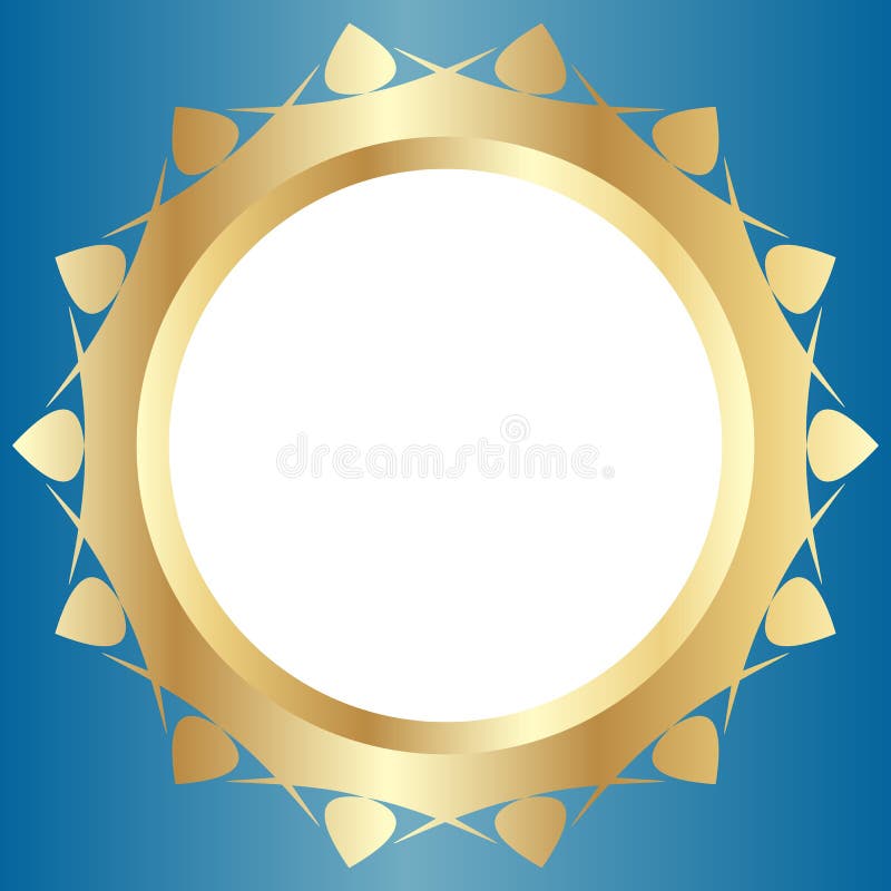 Decorative Golden Frame with Abstract Floral Design on a Light Blue ...
