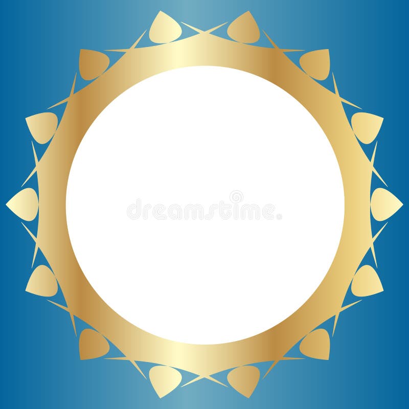 Decorative Golden Frame With Abstract Floral Design On A Light Blue ...