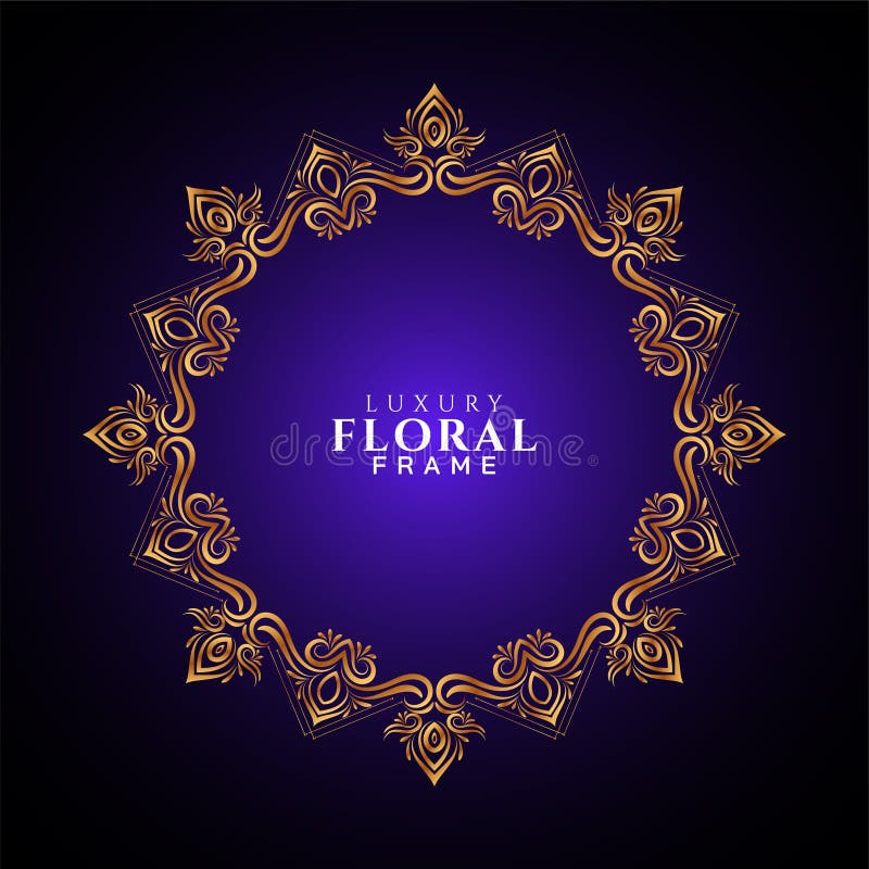 Decorative Golden Frame Design Violet Classic Background Stock Vector ...