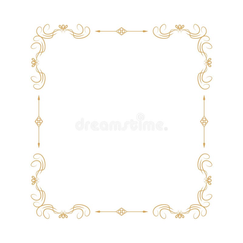 Decorative golden frame stock vector. Illustration of vector - 357594925
