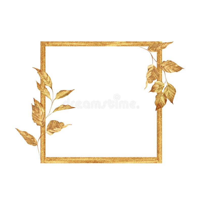 Decorative Golden Frame with Leaves Stock Illustration - Illustration ...