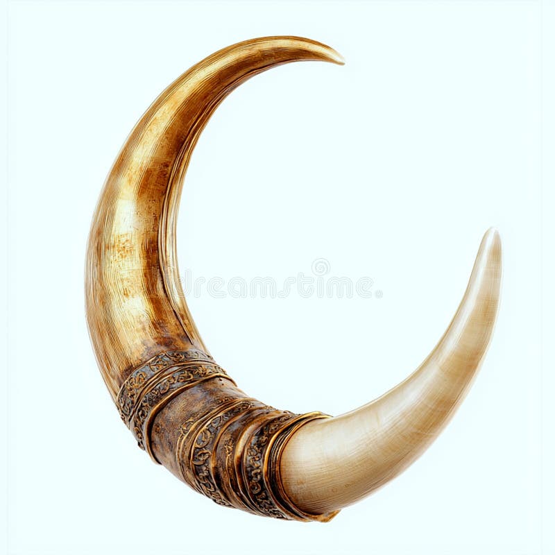 Decorative Golden Horn Crescent Moon Shape Design Element Isolated on ...